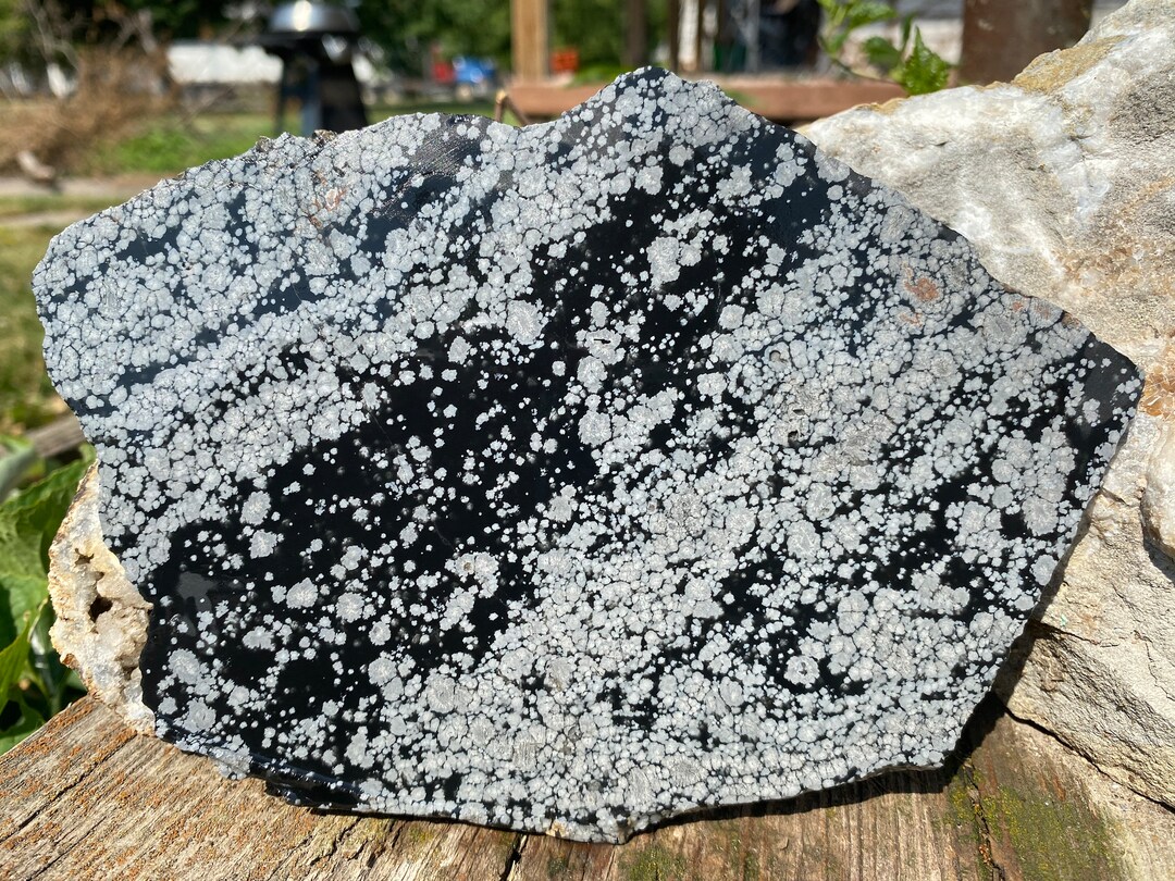 Blizzard Snowflake Obsidian Unpolished Lapidary Slab Rough Slice 290 ...