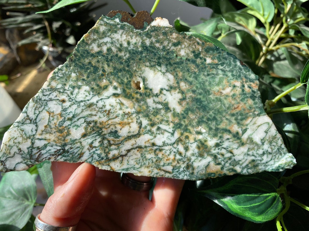 Green Tree Moss Agate Rough Slab Unpolished Lapidary Slice 252 Grams ...