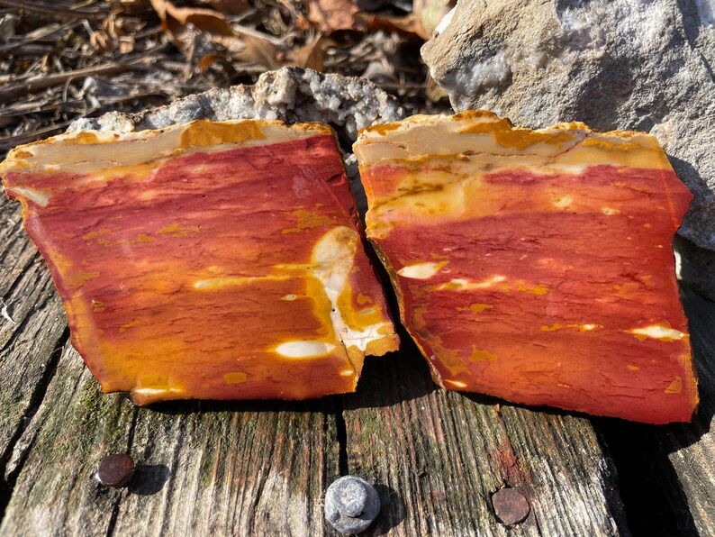 Two Pieces! Australian Mookaite Mooks Jasper Unpolished Lapidary Slab ...