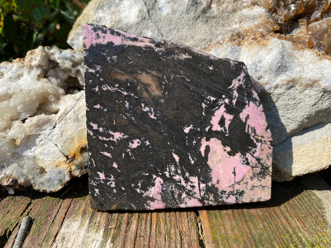 Rhodonite With Pyrite Unpolished Slab Lapidary Rough Slice! 151 Grams ...
