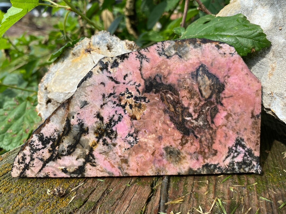 Rhodonite Unpolished Slab Lapidary Rough Slice From BC! 157 Grams Gemmy ...