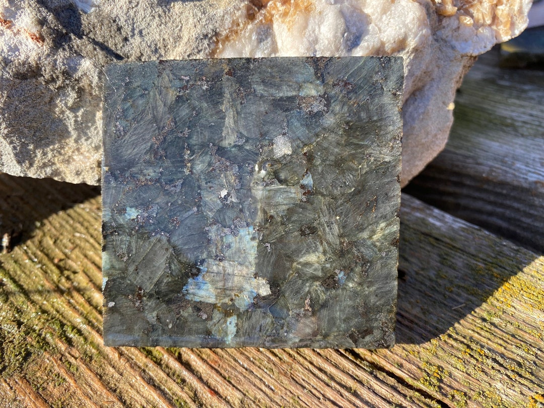 Larvikite Slab Raw Unpolished Lapidary Rough Slice Silvery Flashes! 105 ...