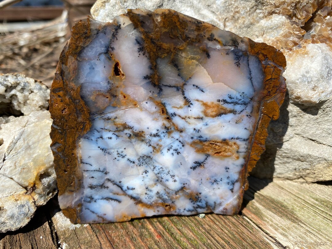 Dendritic Opal Raw Lapidary Slab Rough Slice Merlinite 223 Grams ...