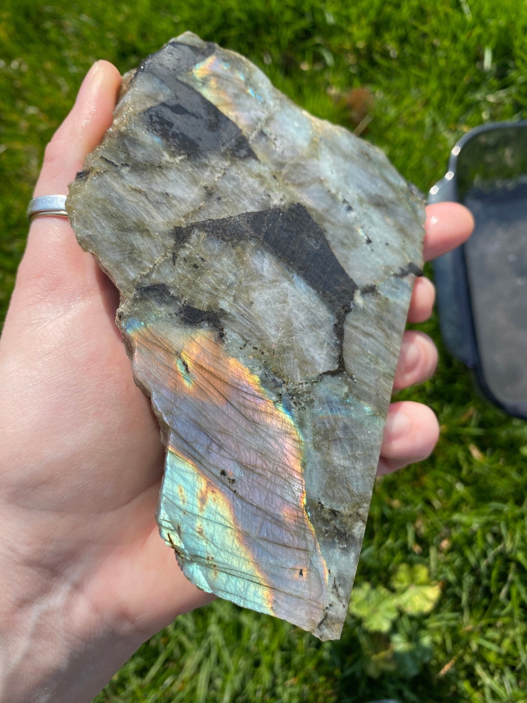 Blue Purple and Rainbow Labradorite Slab Raw Unpolished Lapidary Rough ...