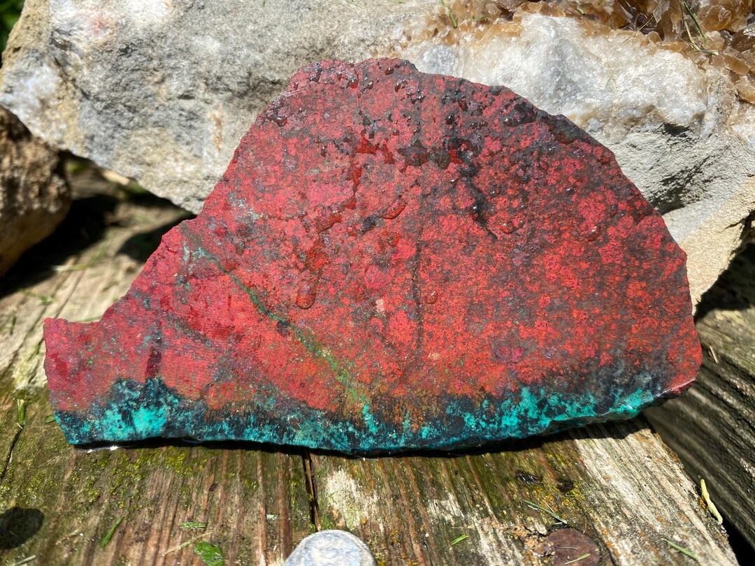 Sonora Sunrise Sunset Chrysocolla Cuprite Slab Rough Slice for Cabbing ...