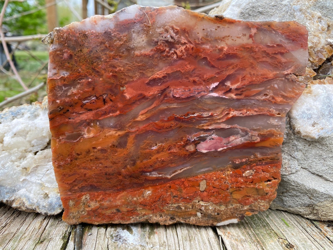 Red Velvet Agate Unpolished Lapidary Slab Rough Slice 255 Grams From ...