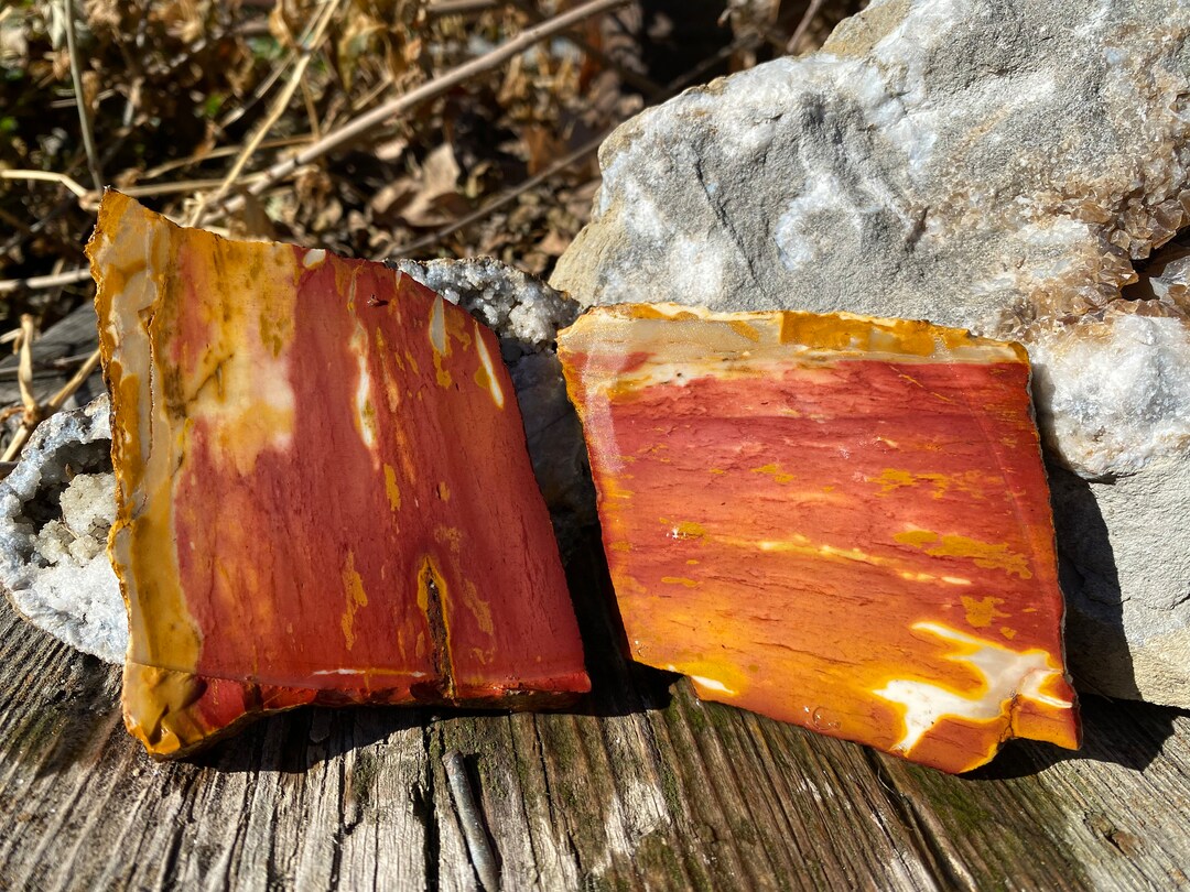Two Pieces Australian Mookaite Mooks Jasper Unpolished Lapidary Slab ...