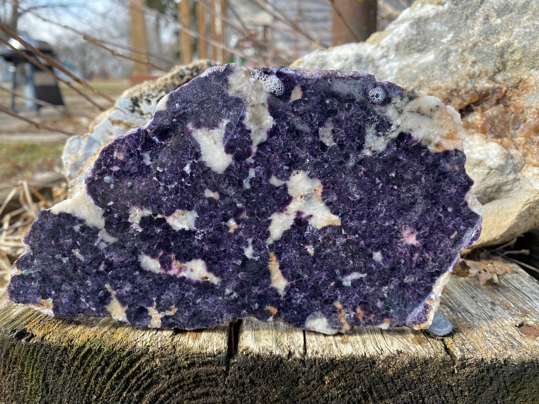 Deep Royal Purple Lepidolite Mica Unpolished Slab Raw Lapidary Rough ...