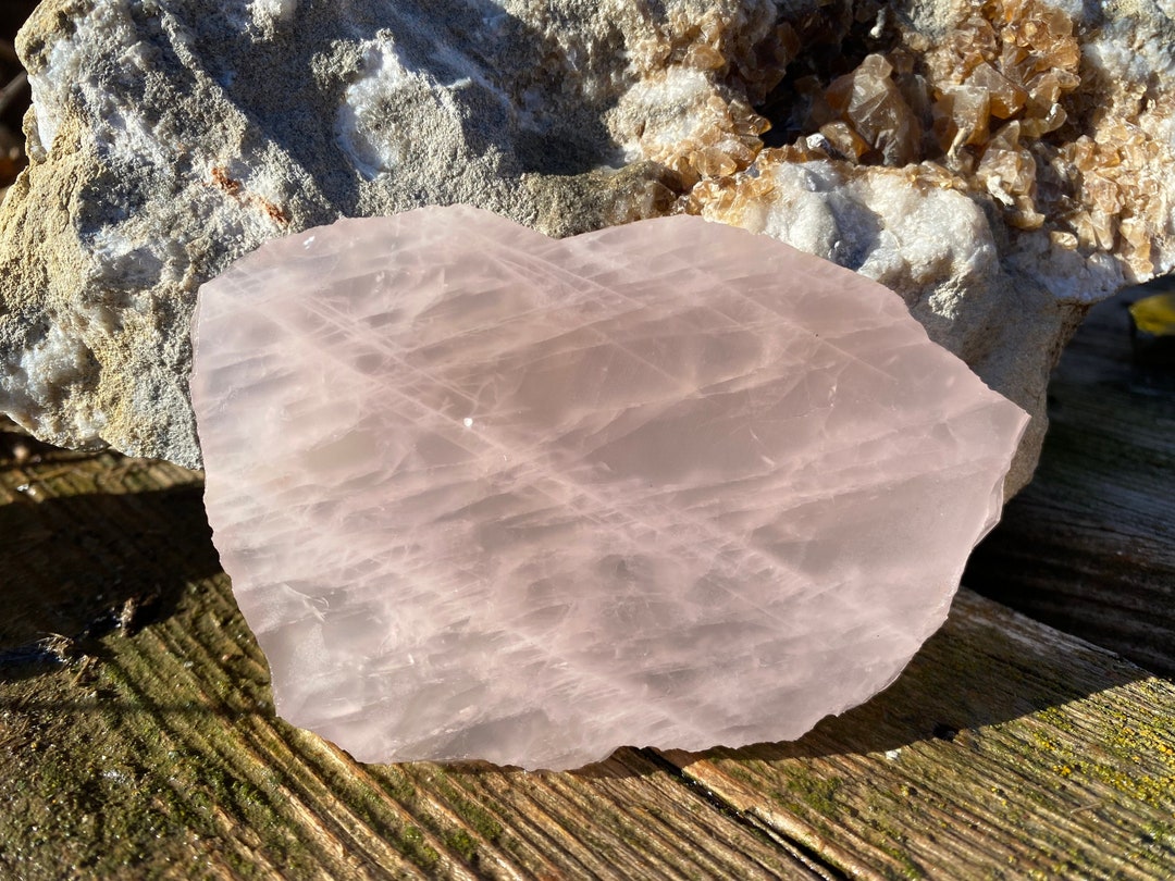 Rose Quartz Unpolished Lapidary Slab Rough Slice 147 Grams - Etsy