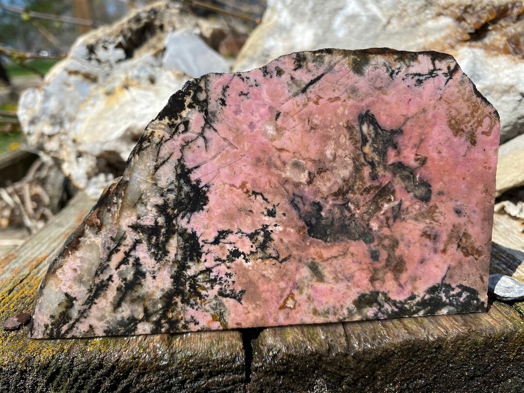 Rhodonite Unpolished Slab Lapidary Rough Slice From BC! 158 Grams Gemmy ...
