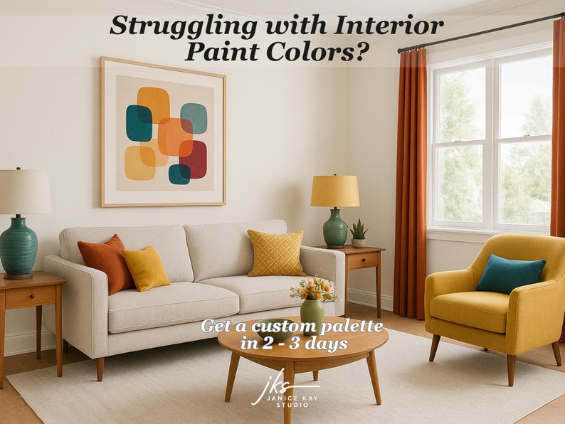 Custom Interior Paint Palette, Tailored 3–5 Color Scheme, Virtual ...