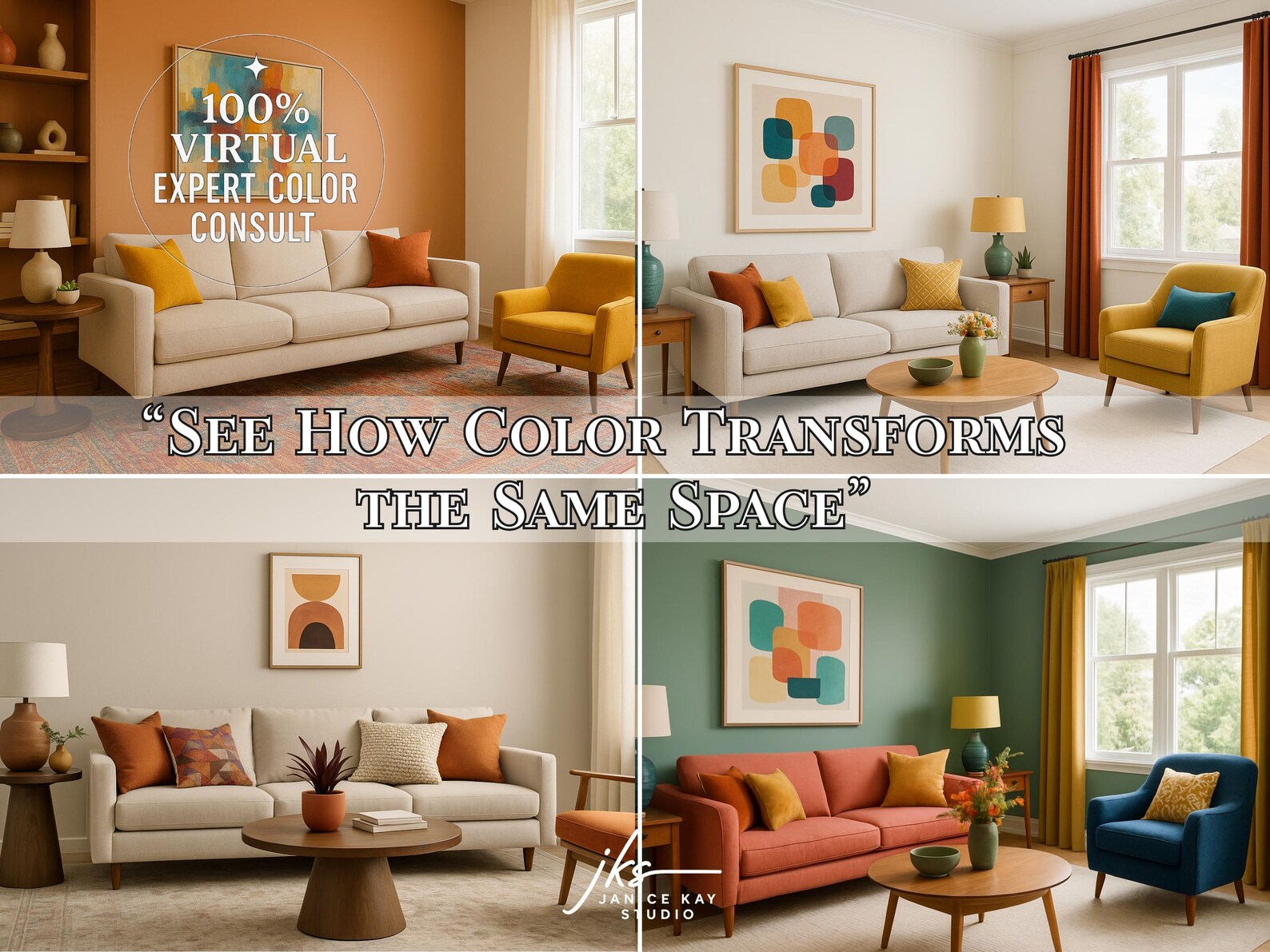 Custom Interior Paint Palette, Tailored 3–5 Color Scheme, Virtual ...