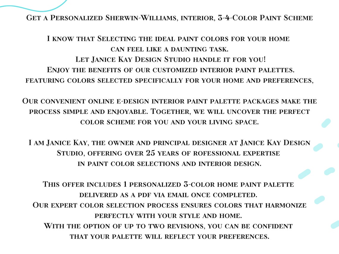 Custom Interior Paint Palette, Tailored 3–5 Color Scheme, Virtual ...
