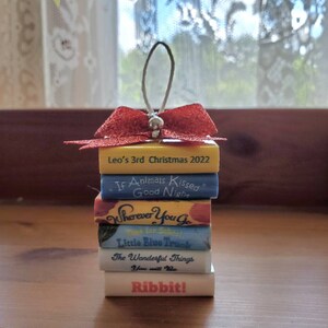 Personalized Book Stack Ornament, Small, Customizable - Etsy