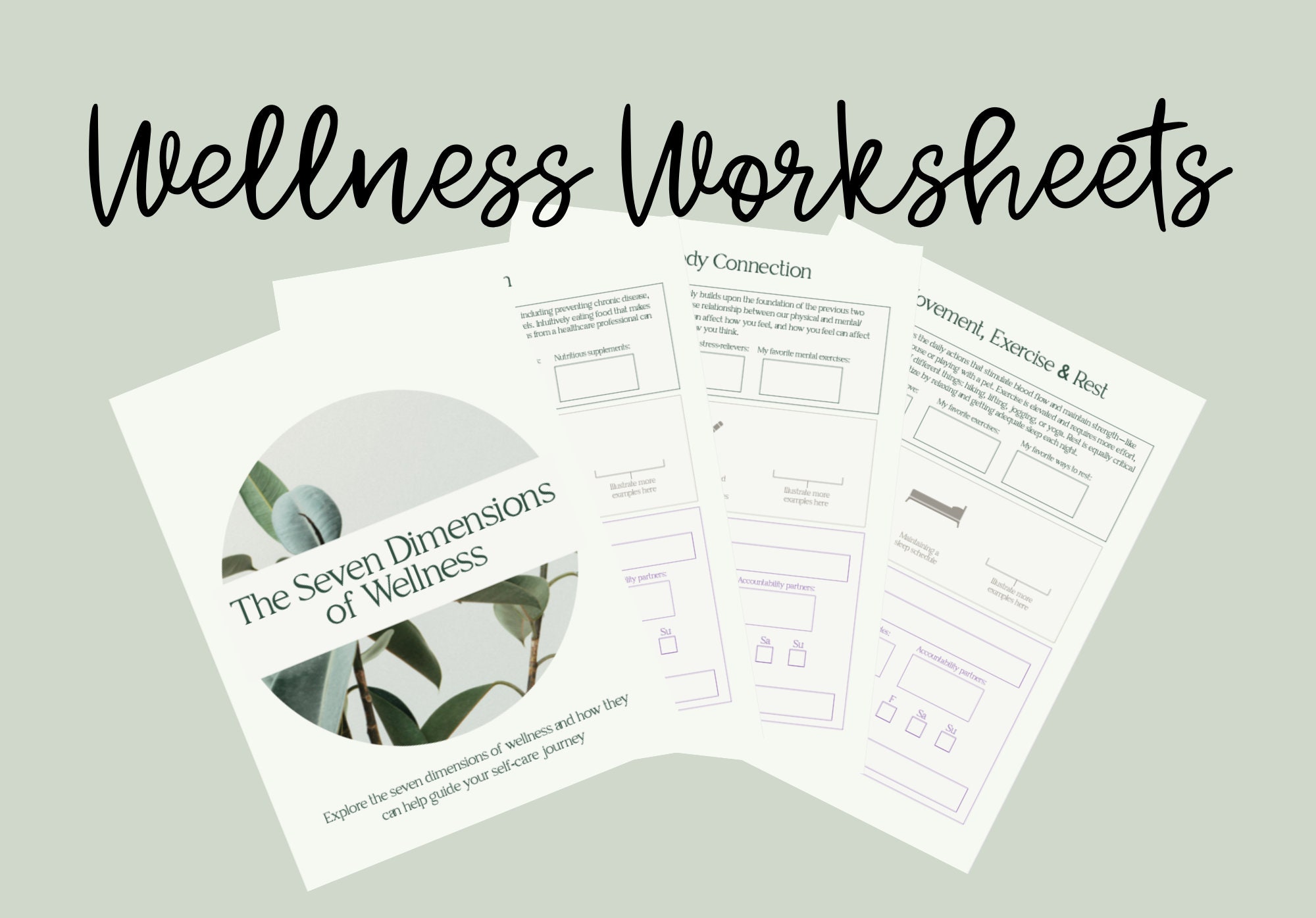 Wellness Worksheets: Intro to the Seven Dimensions of Wellness | Etsy