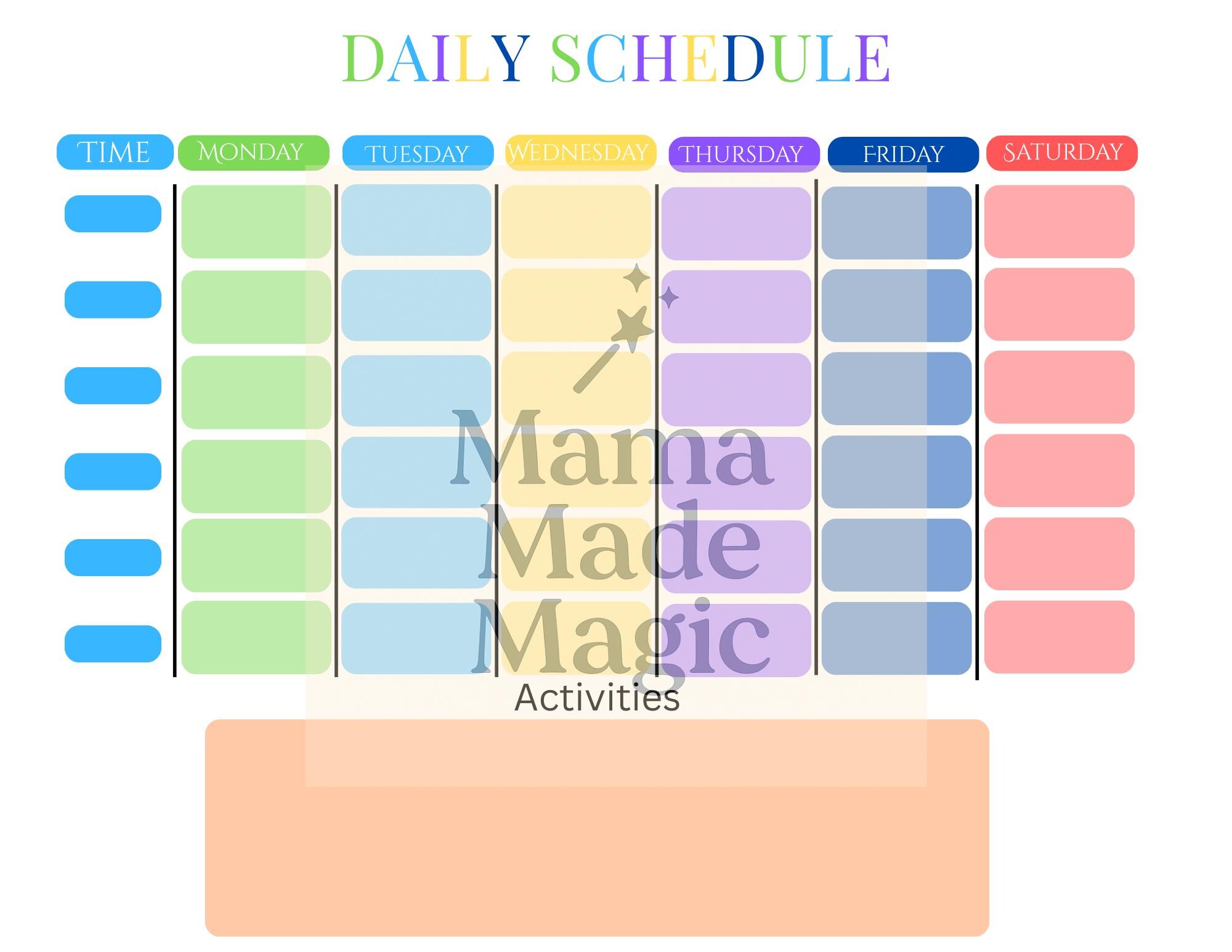 Editable Daily Schedule Planner | Rainbow Weekly Time Block Template ...