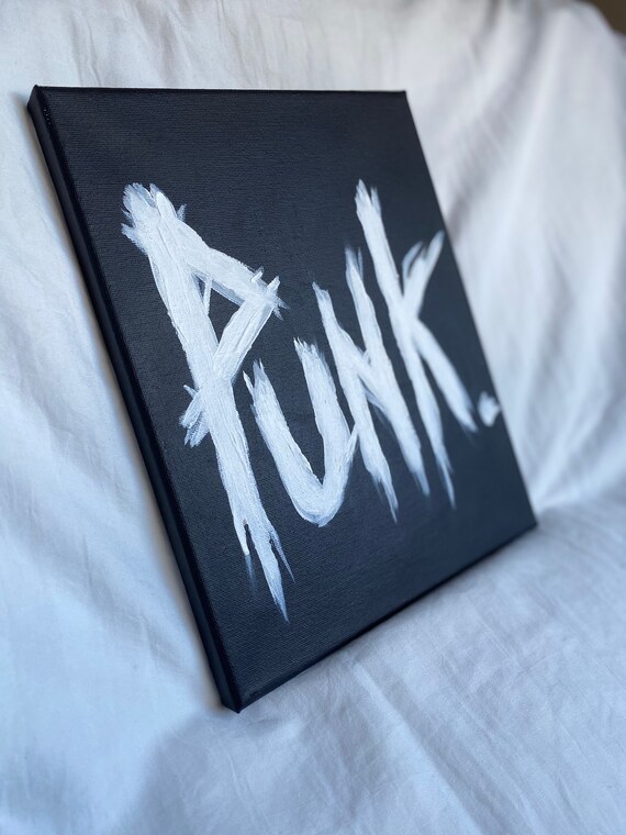 Black and White Punk Rock Art Print Paint on Canvas | Etsy