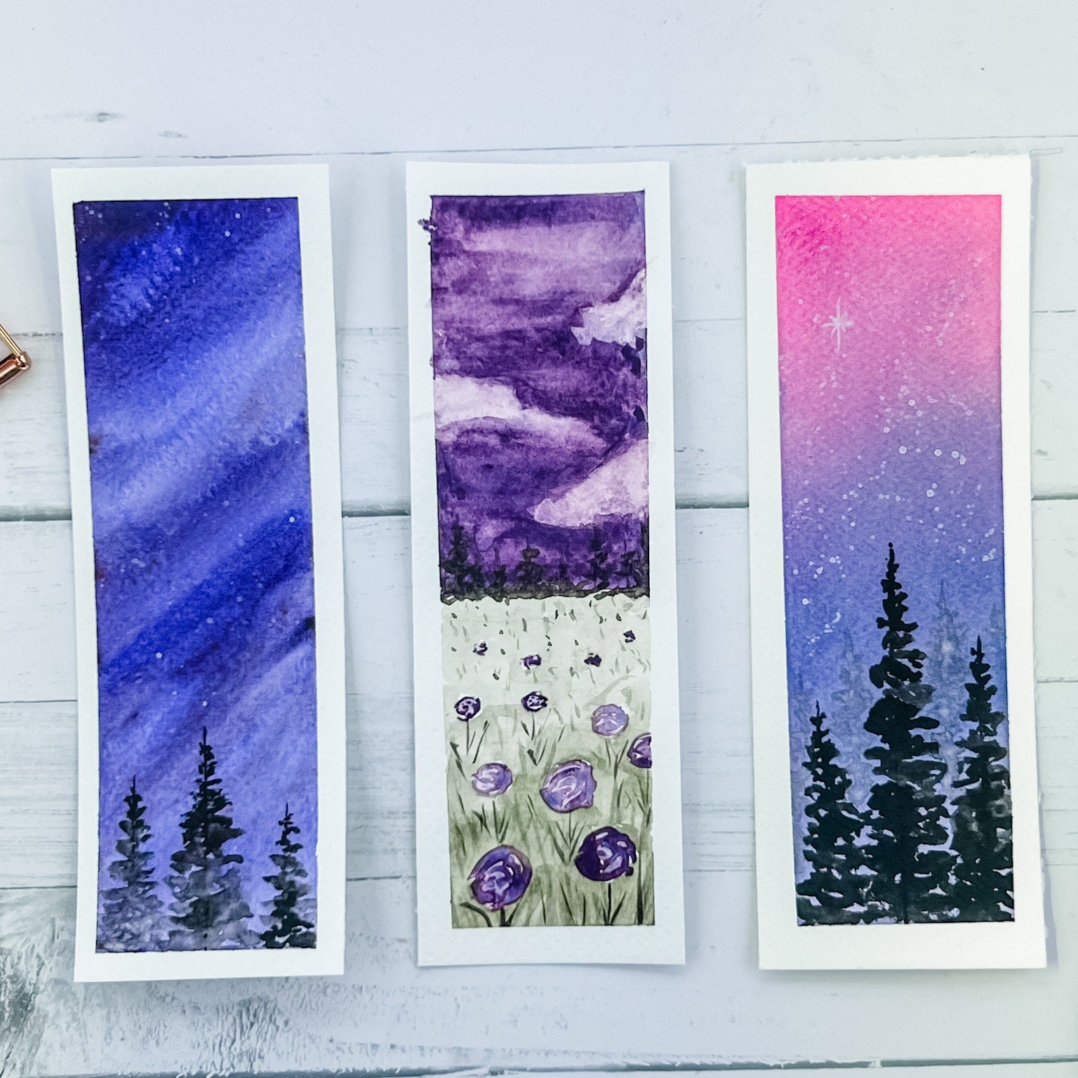 Watercolor Forest Bookmark Watercolor Floral Bookmark Original ...