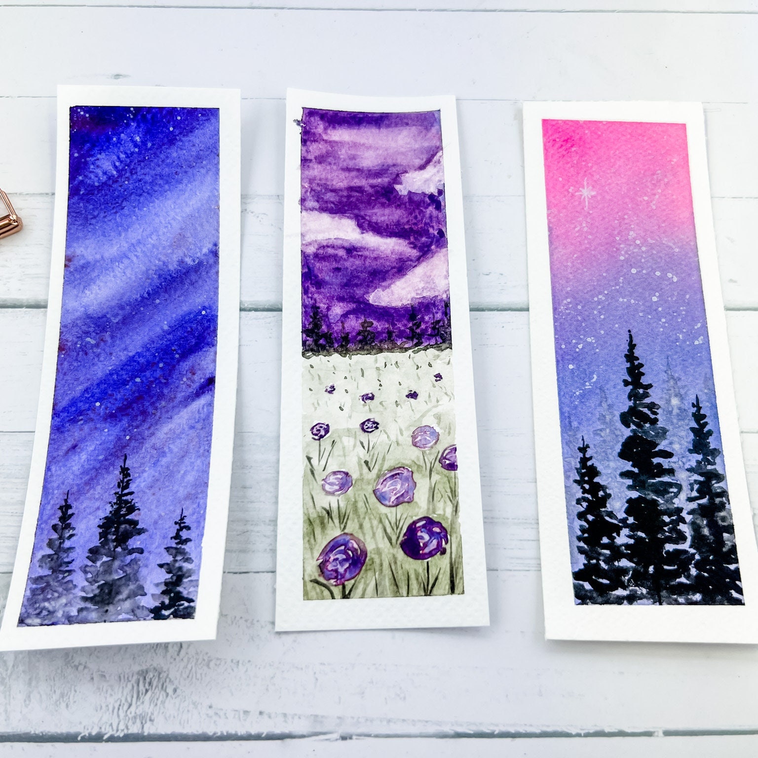 Watercolor Forest Bookmark Watercolor Floral Bookmark Original ...