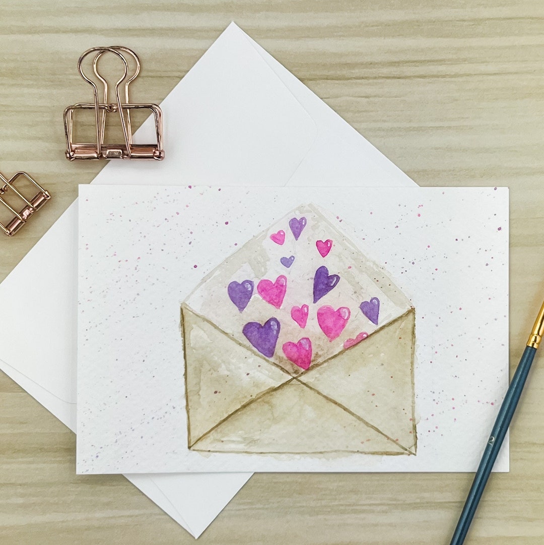 Hand Painted Watercolor Valentine's Day Cards Unique Custom Hand ...