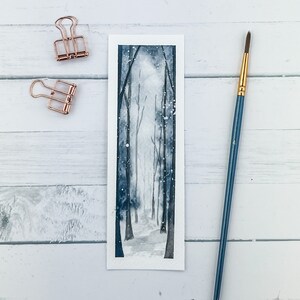 Watercolor Forest Bookmark Watercolor Winter Bookmark Original ...
