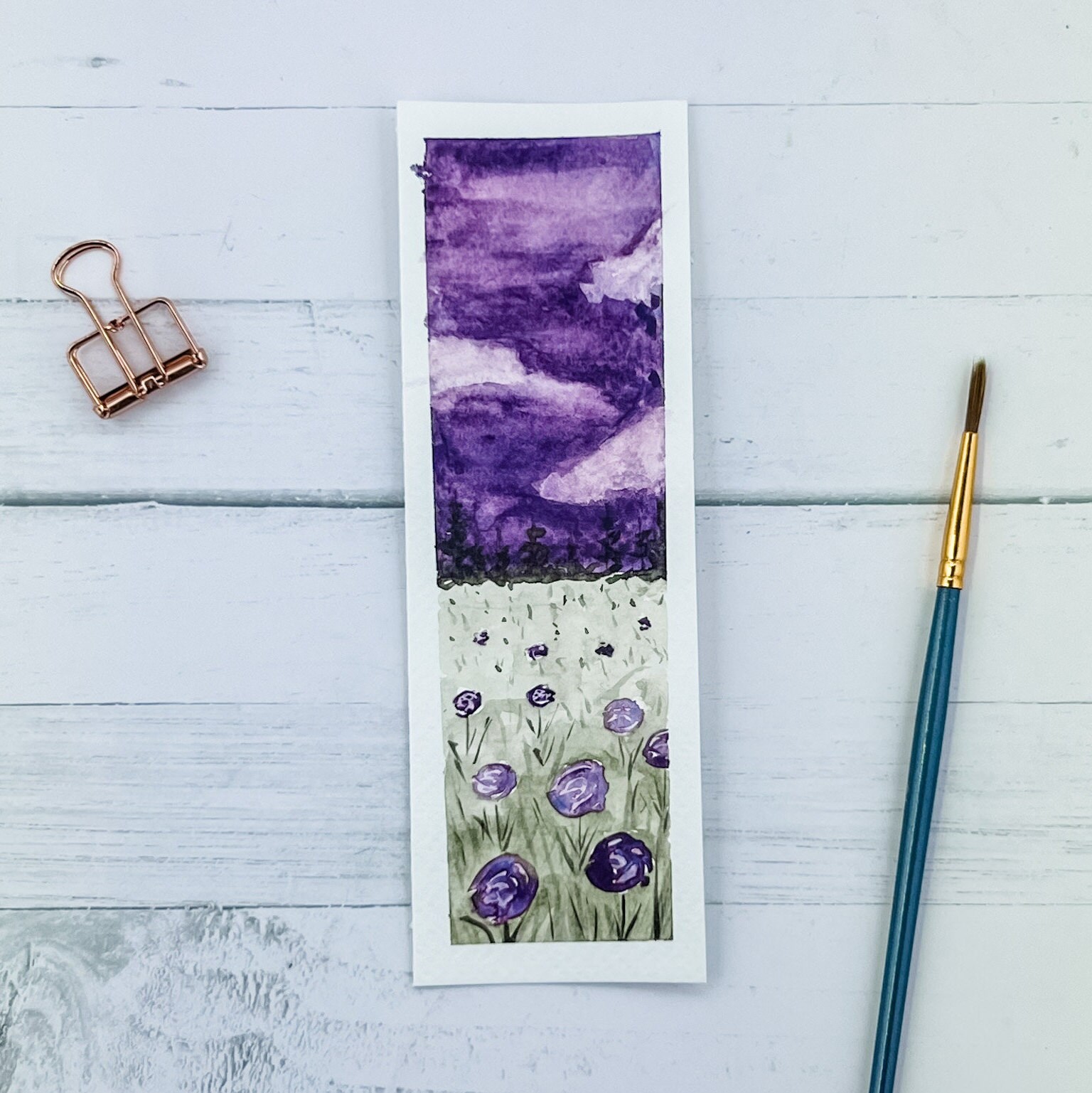 Watercolor Forest Bookmark Watercolor Floral Bookmark Original ...