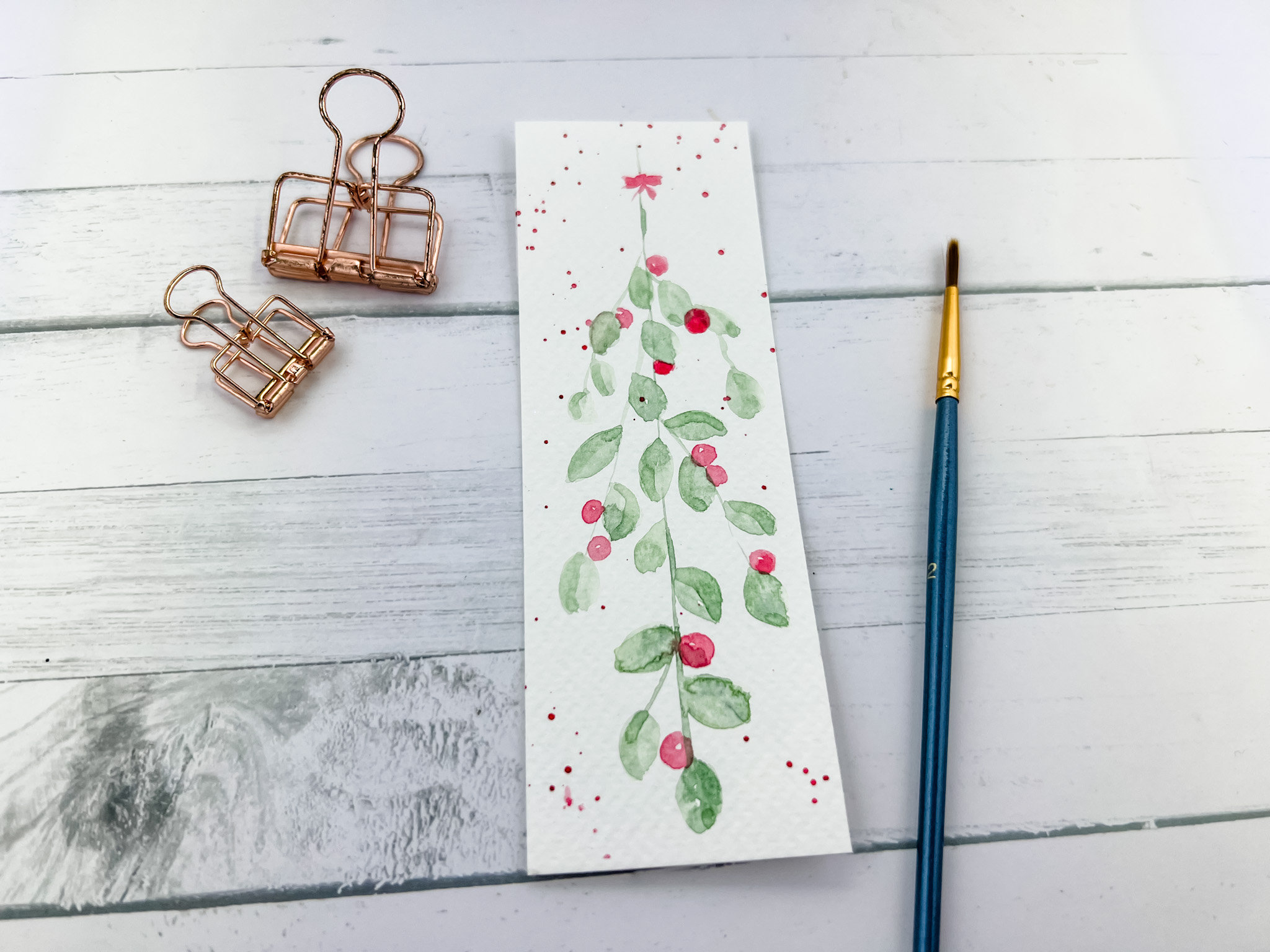 Watercolor Christmas Bookmark Watercolor Winter Bookmark - Etsy
