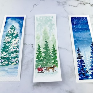 Watercolor Christmas Bookmark Watercolor Winter Bookmark Original ...