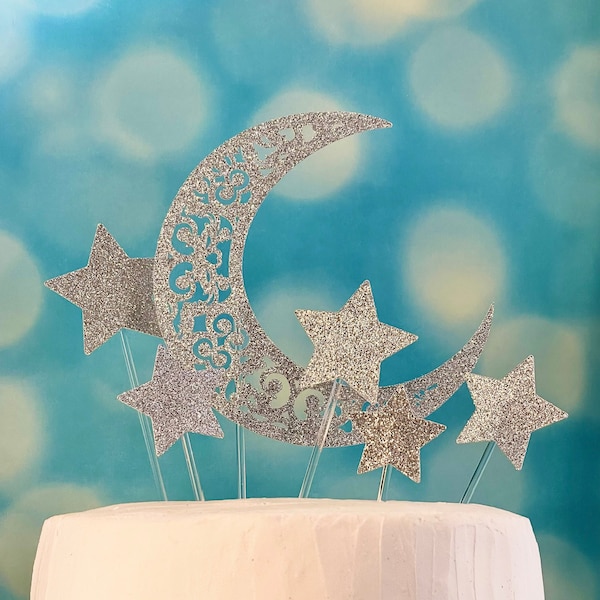 Moon and Star Cake Topper - Etsy