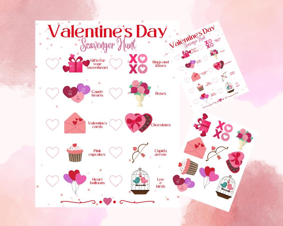 Valentine's Day Scavenger Hunt: Printable Game (PDF) - Etsy