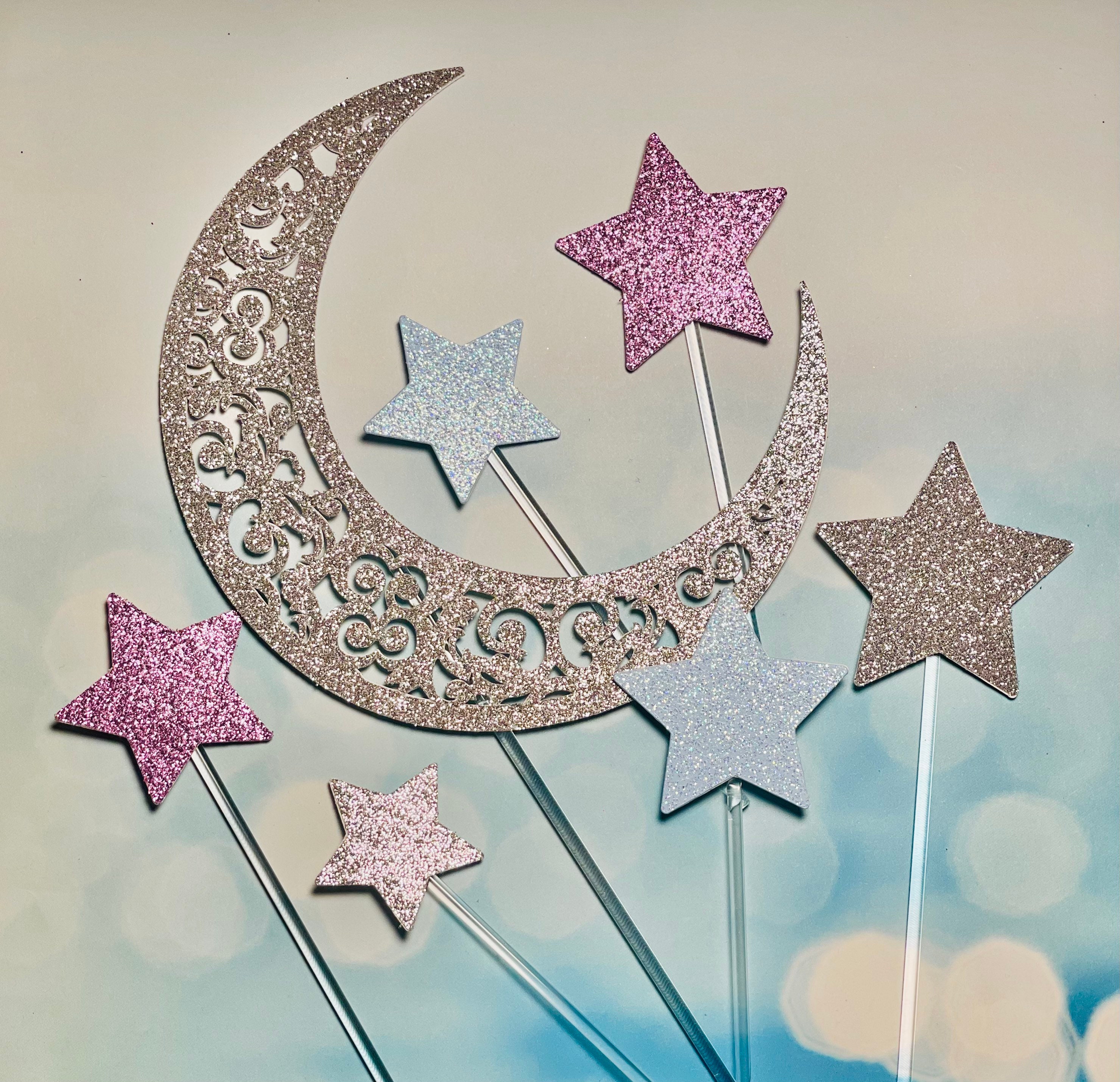 Moon With Stars Cake Topper Moon and Stars Cake Topper Moon - Etsy