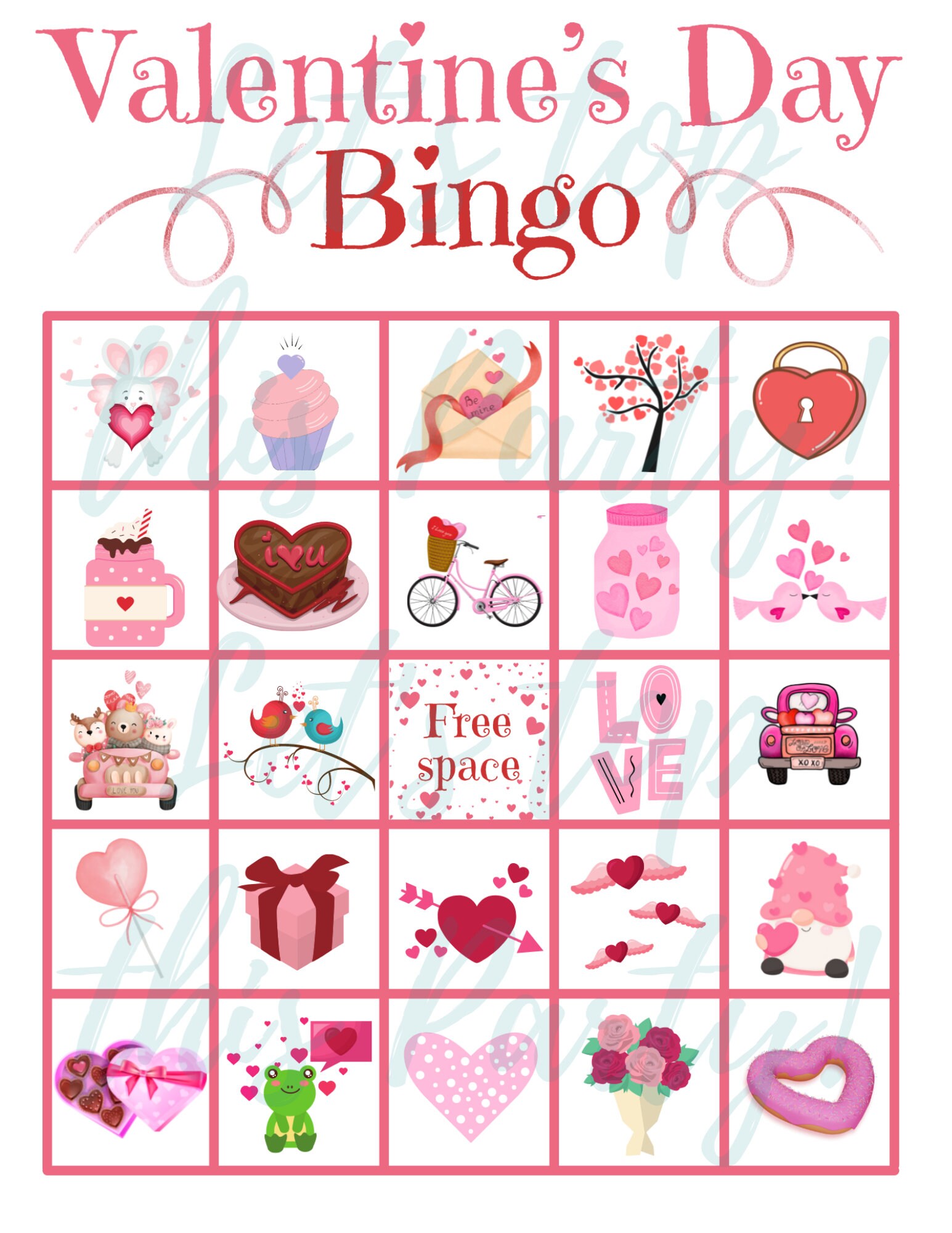 Valentine Bingo Printable Valentine Bingo Valentine's - Etsy