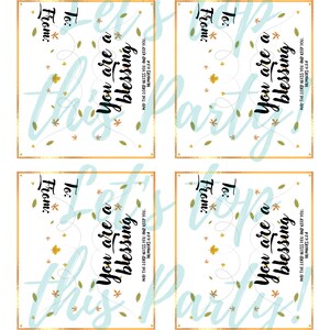 You Are a Blessing Tag Blessing Bag Thanksgiving Favor Tag Blessing ...