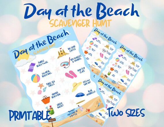 Day at the Beach Scavenger Hunt Beach Scavenger Hunt Ocean - Etsy