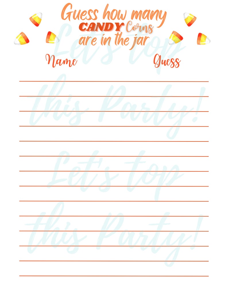Guess How Many Candy Corns Are in the Jar Candy Corn Guessing - Etsy