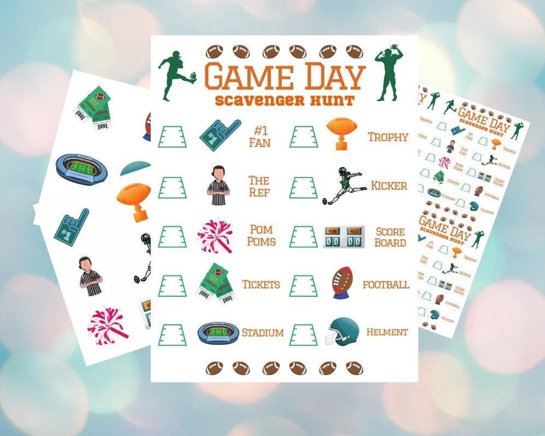 Football Scavenger Hunt for Kids Super Bowl Scavenger Game Time Game ...