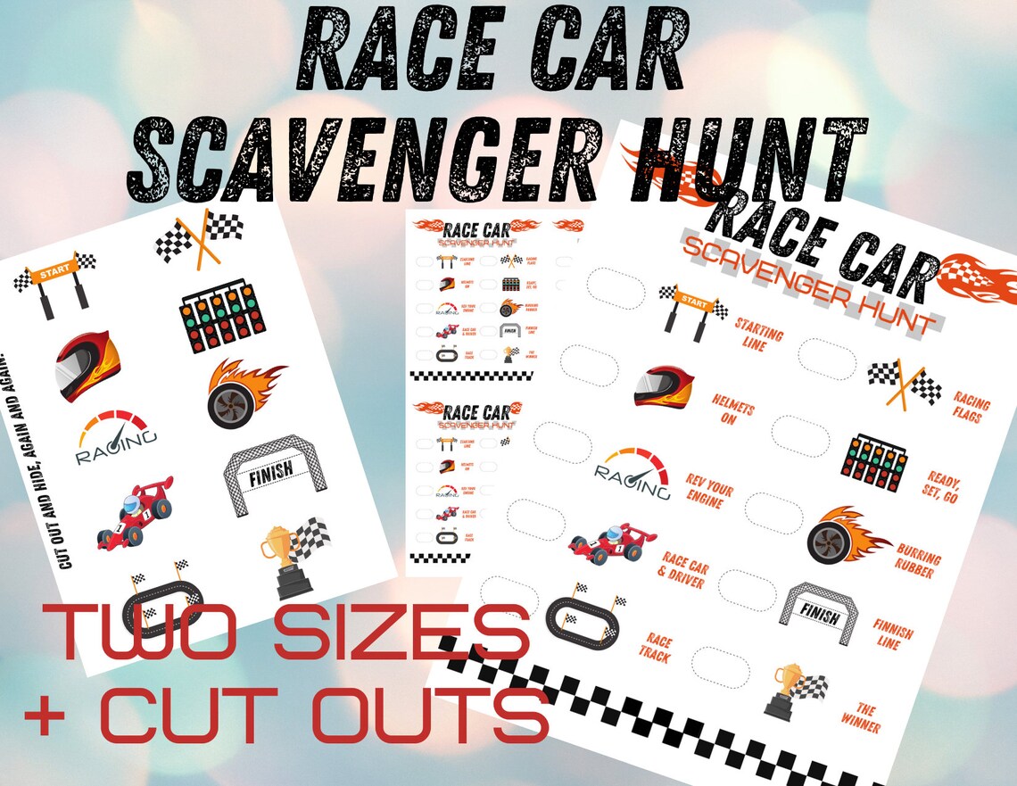 Race Car Scavenger Hunt for Kids Race Car Birthday Two Fast | Etsy