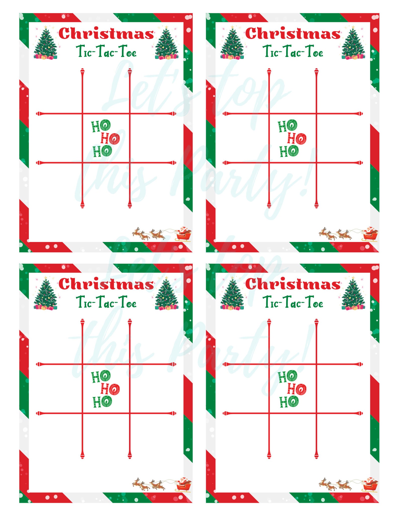Christmas Tic Tac Toe Tic Tac Toe Christmas Favor Cards - Etsy