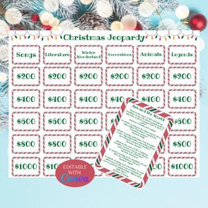Christmas Jeopardy Multiple Sizes Editable Holiday Party Game Trivia ...