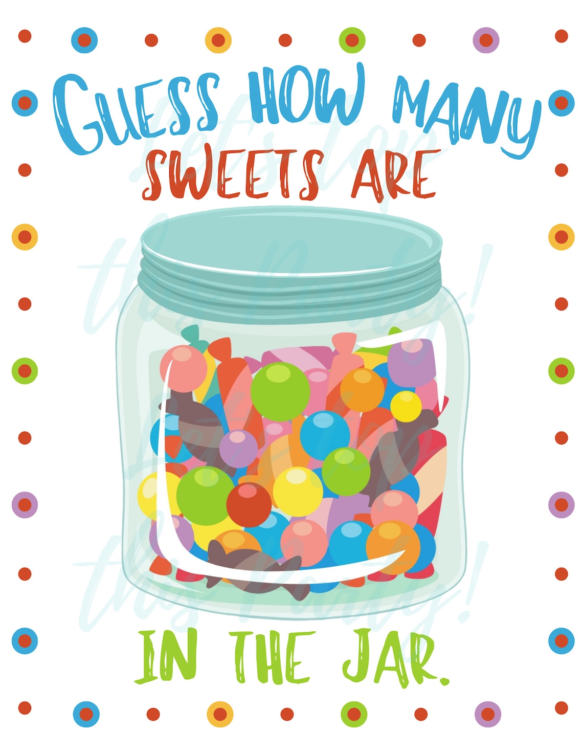 Guess How Many Candies Are in the Jar How Many Sweets Are in - Etsy UK