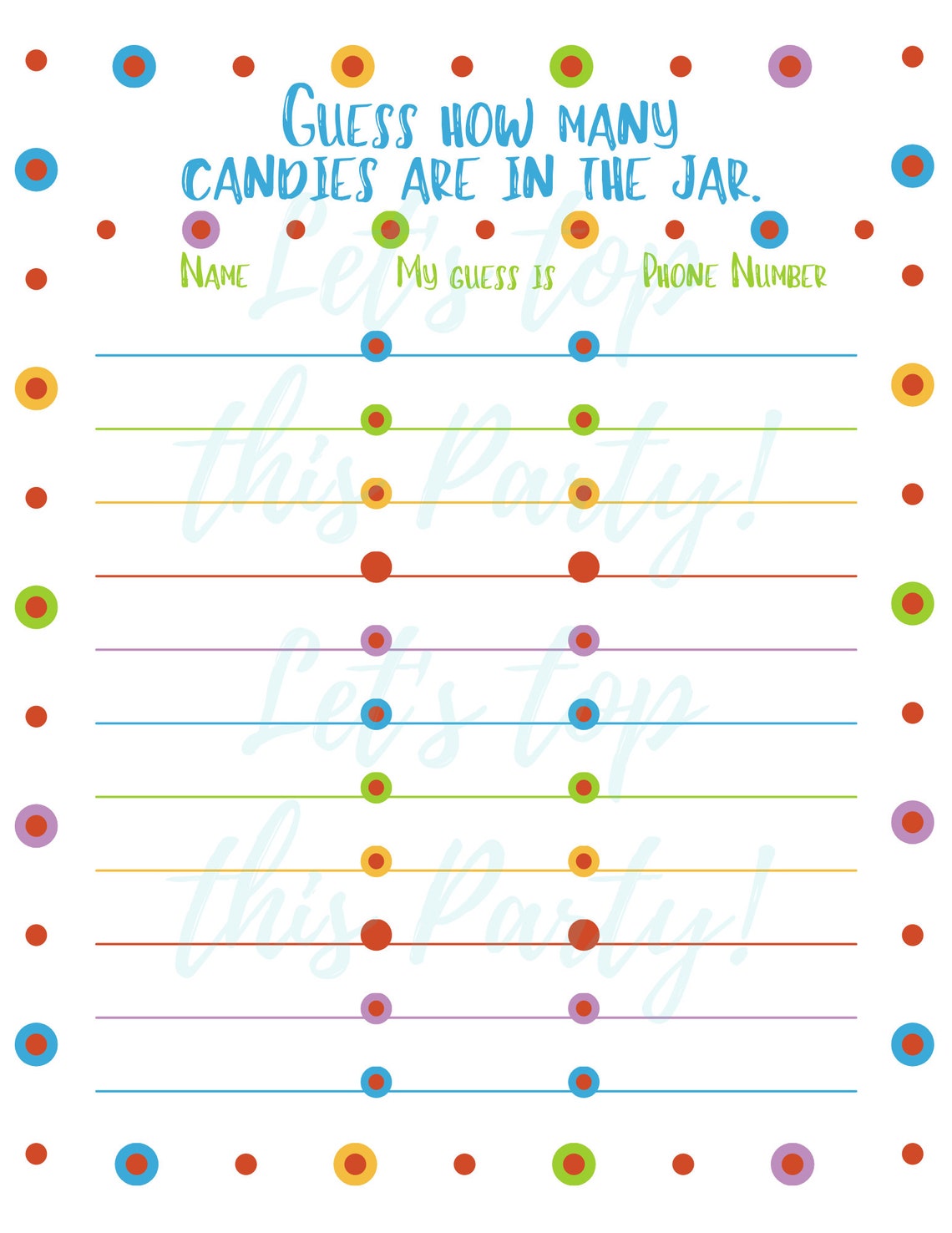 Guess How Many Candies Are in the Jar - Party Game Guessing Birthday ...