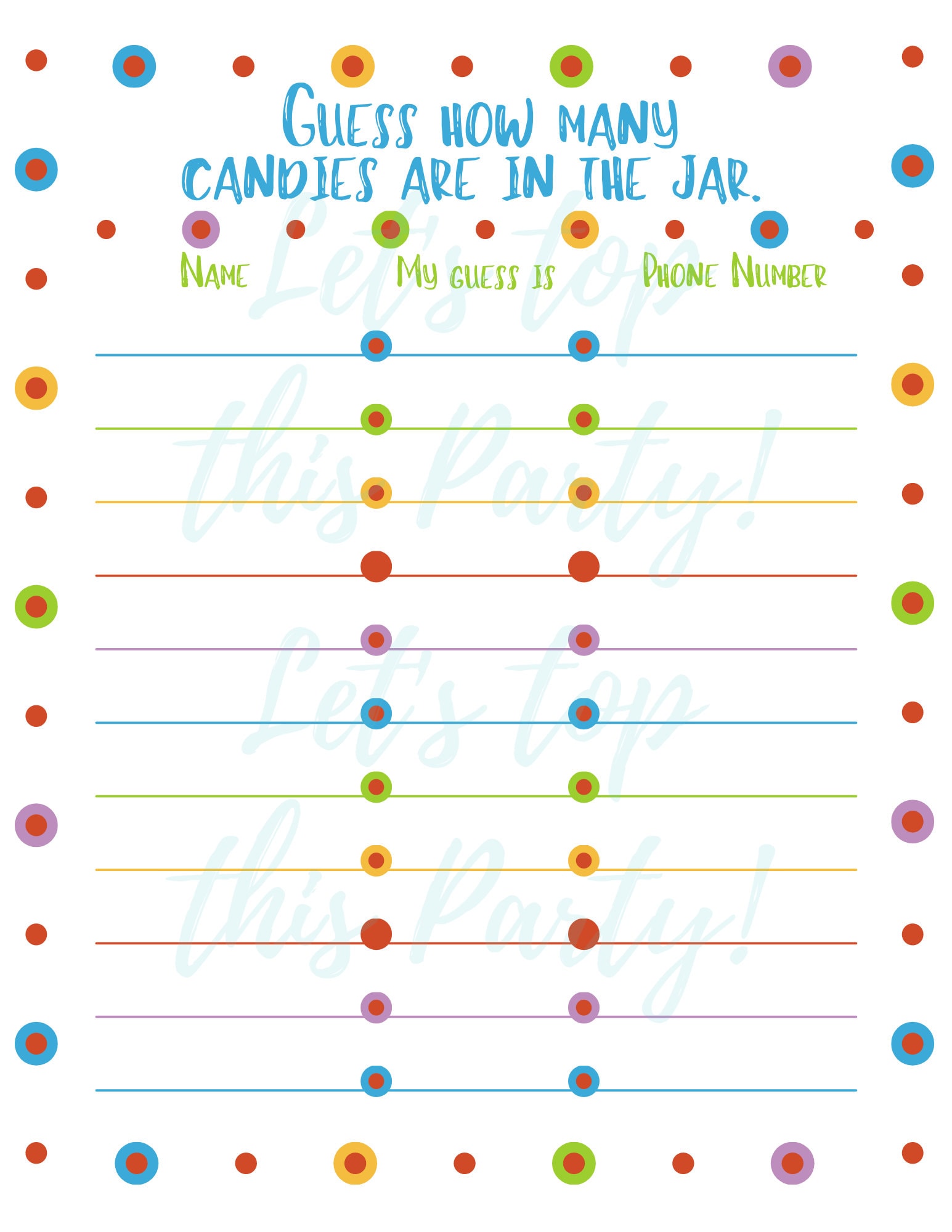 Guess How Many Candies Are in the Jar - Party Game Guessing Birthday ...