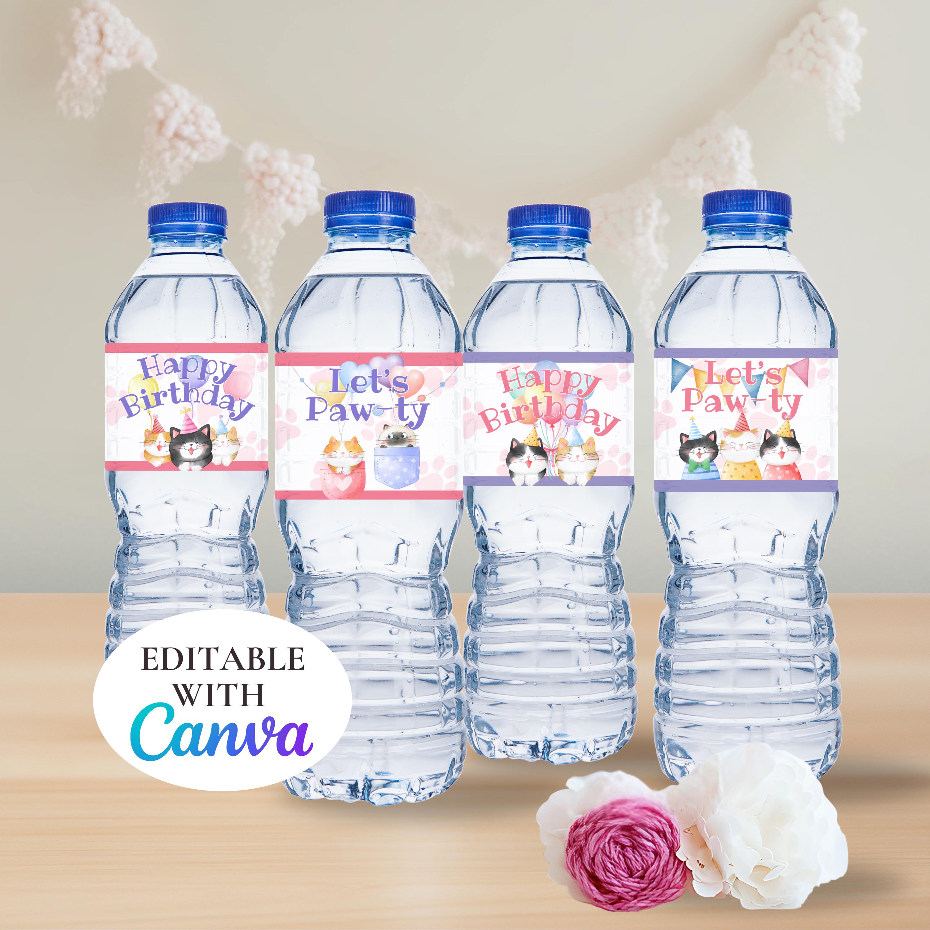 Kitten Birthday Party Printables: Cupcake Toppers & Water Bottle Labels ...