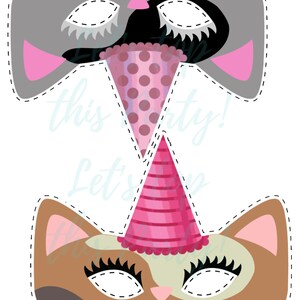 Kitten Party Mask, Printable Cat Eye Mask, Kitten Birthday Party Mask ...