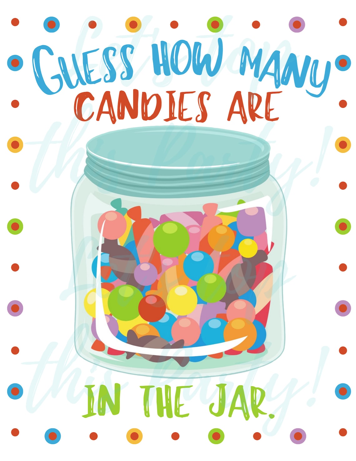 Guess How Many Candies Are in the Jar How Many Candies Are in | Etsy