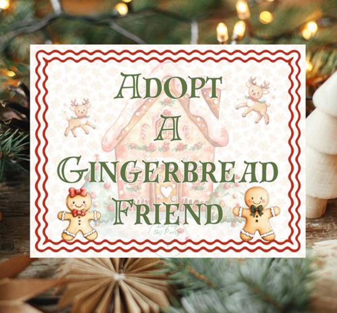 Adopt a Gingerbread Friend Christmas Party Favor Decorate a Gingerbread ...