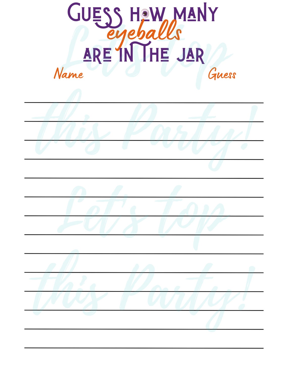 Guess How Many Eyeballs Are in the Jar Guessing Game - Etsy