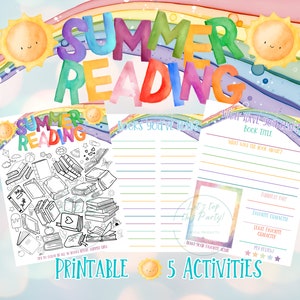 Summer Reading Tracker Bundle: Kids Book Review, Chart, Bookmarks (PDF ...