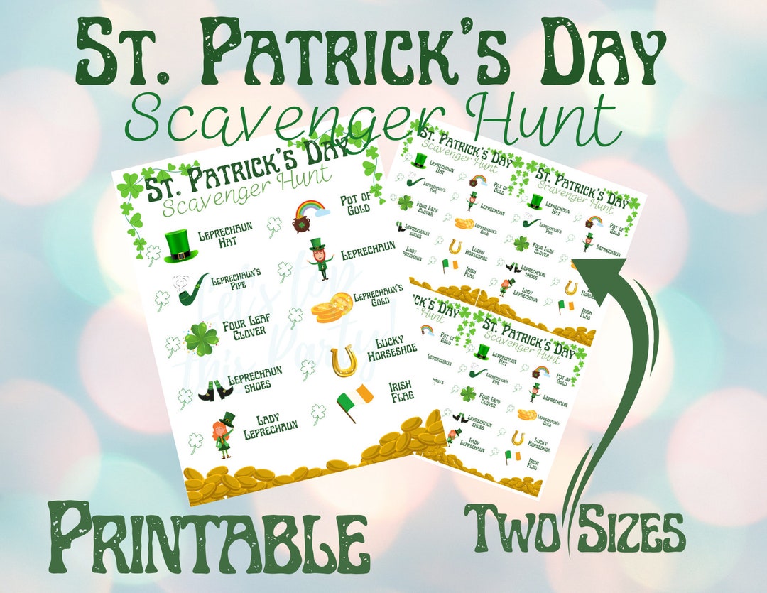 St Patrick's Day Scavenger Hunt, Printable Scavenger Hunt,st Patrick's ...