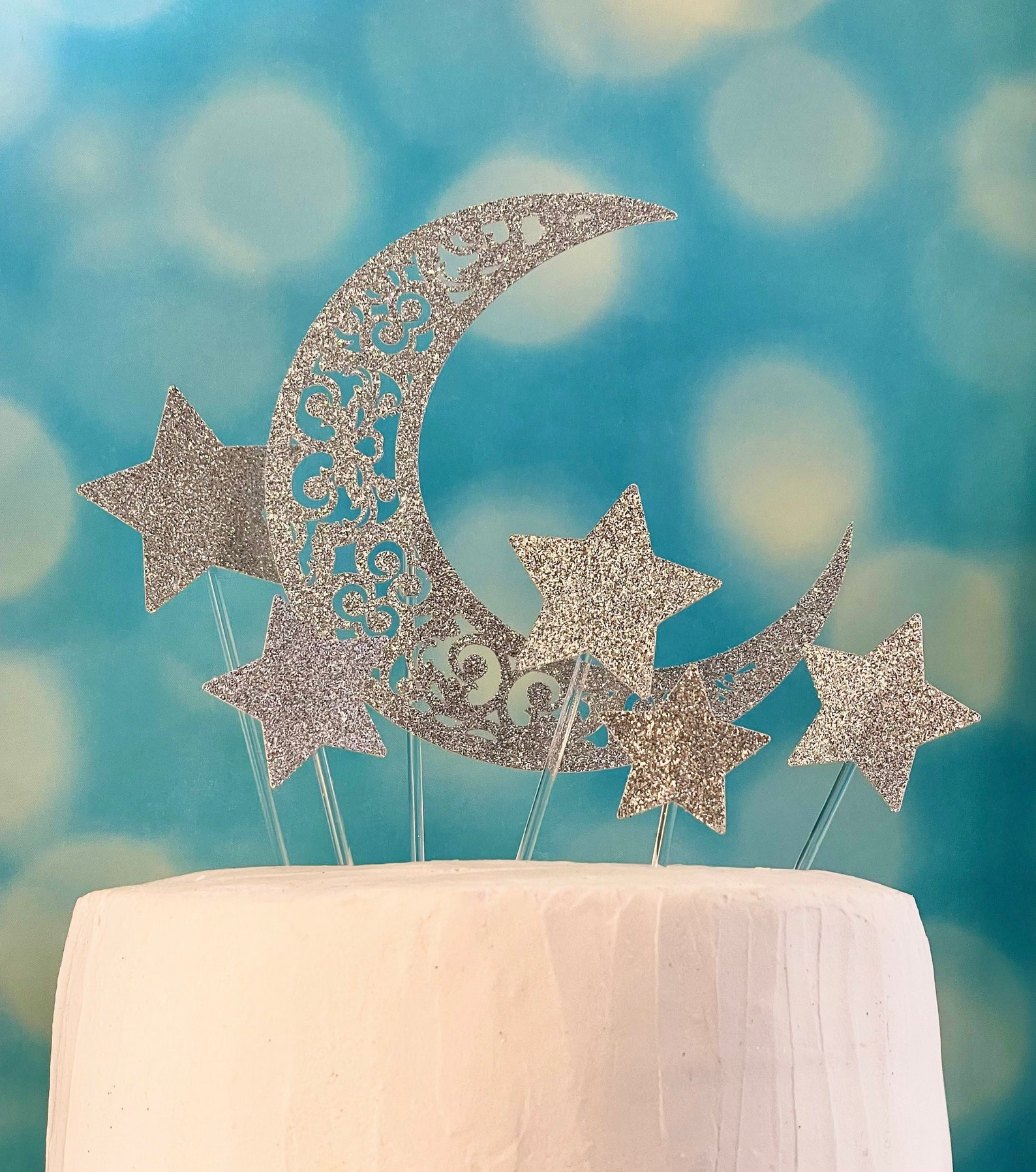 Moon With Stars Cake Topper Moon and Stars Cake Topper Moon - Etsy